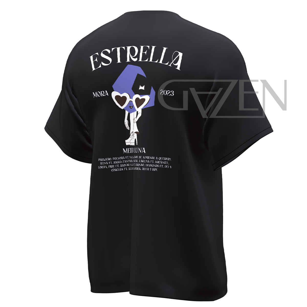 Playera Mora Estrella y Media Luna Gazen